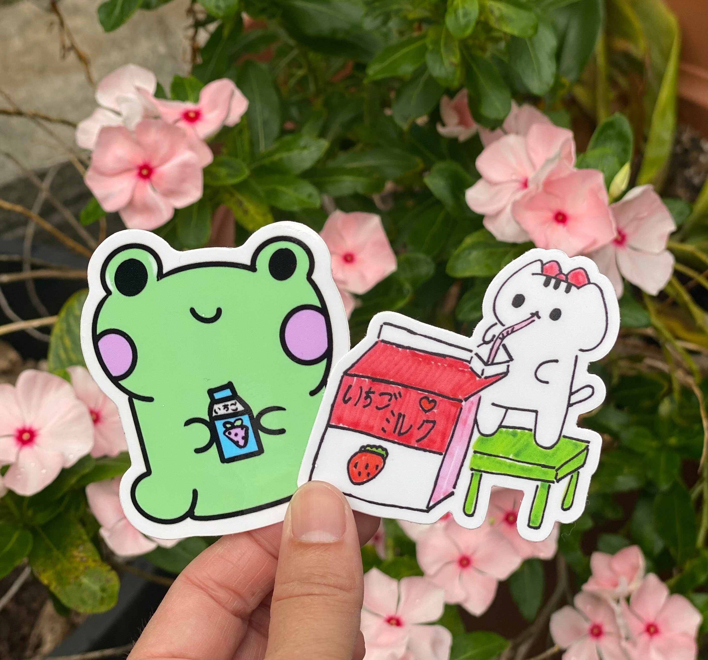 Frog Strawberry Milk Sticker - Die Cut Waterproof Vinyl Sticker - Etsy