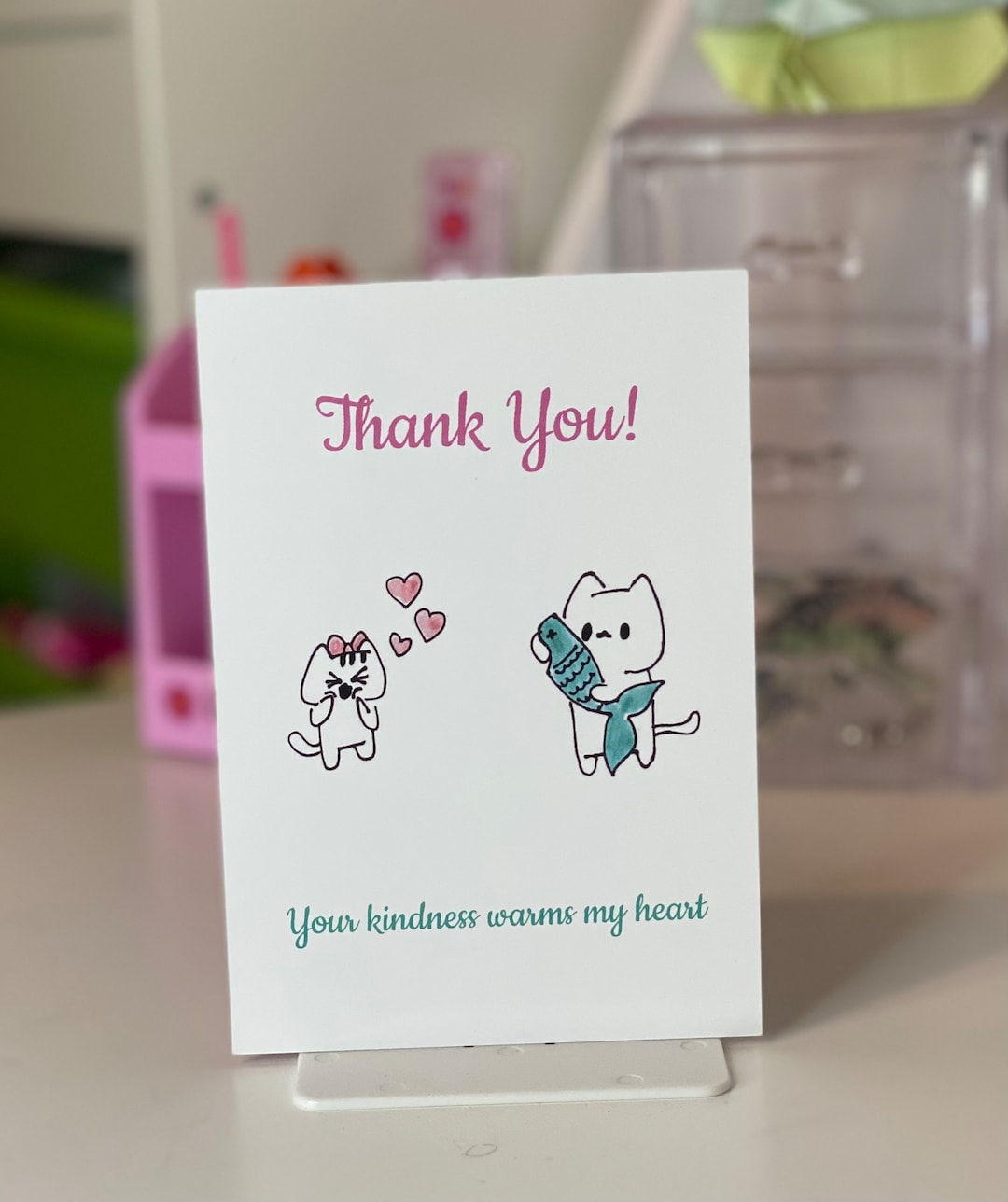 Cute Cat Thank You Card – Hand Drawn, Cat Lover Gift - Etsy