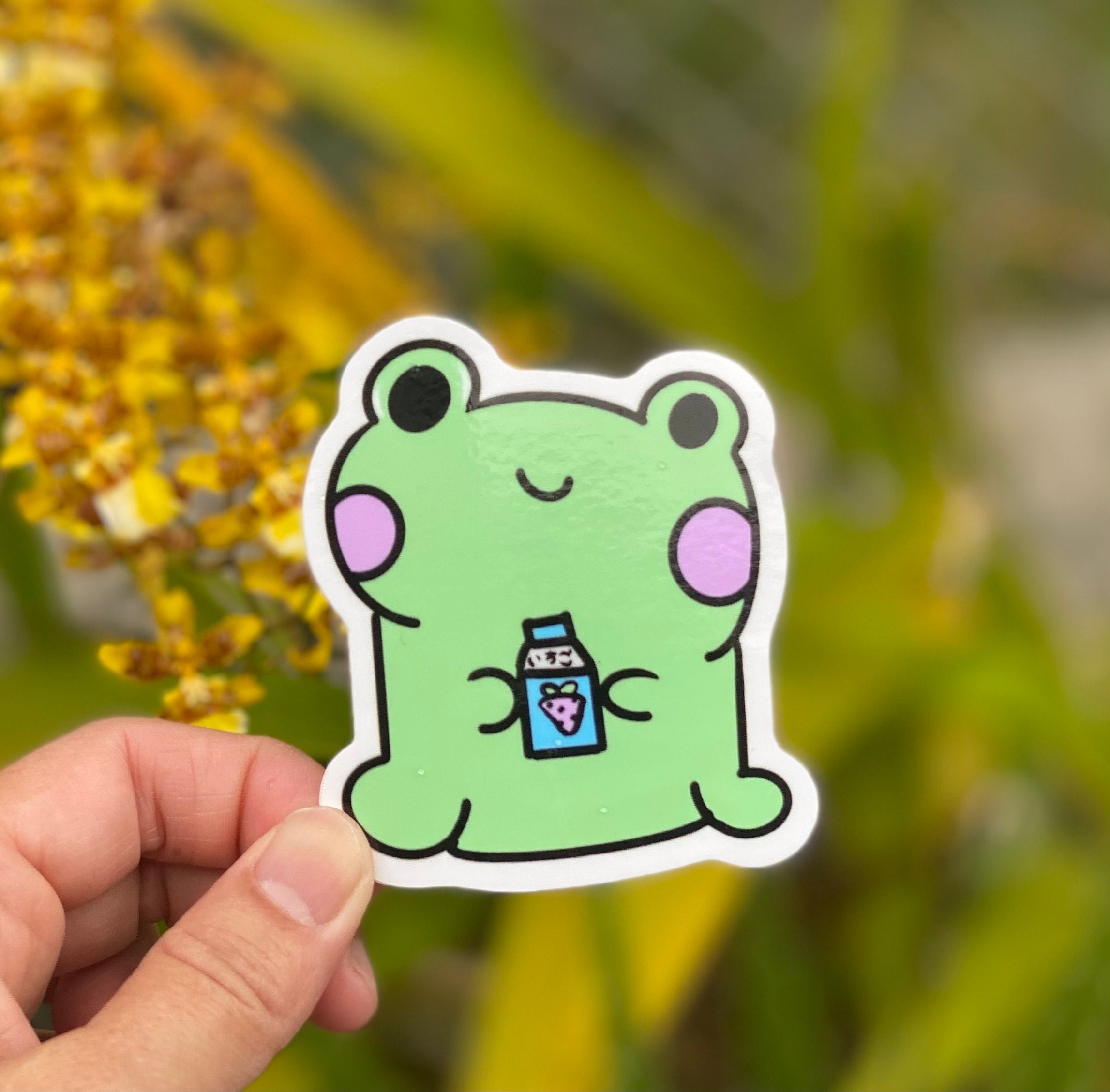 Frog Strawberry Milk Sticker - Die Cut Waterproof Vinyl Sticker - Etsy