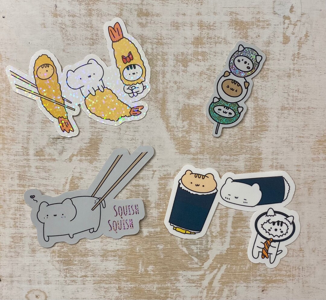 Japanese Food Cat Stickers: Vinyl Diecut Sticker Pack - Etsy