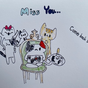 Cat "missing You" Card - Cute Cats, Miss You Card, Come Back Soon, for ...