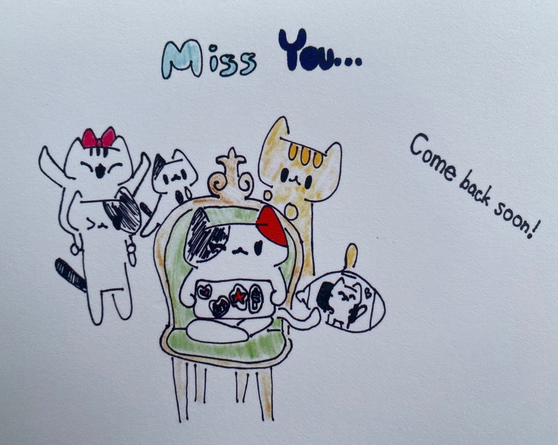 Cat missing You Card Cute Cats, Miss You Card, Come Back Soon, for ...
