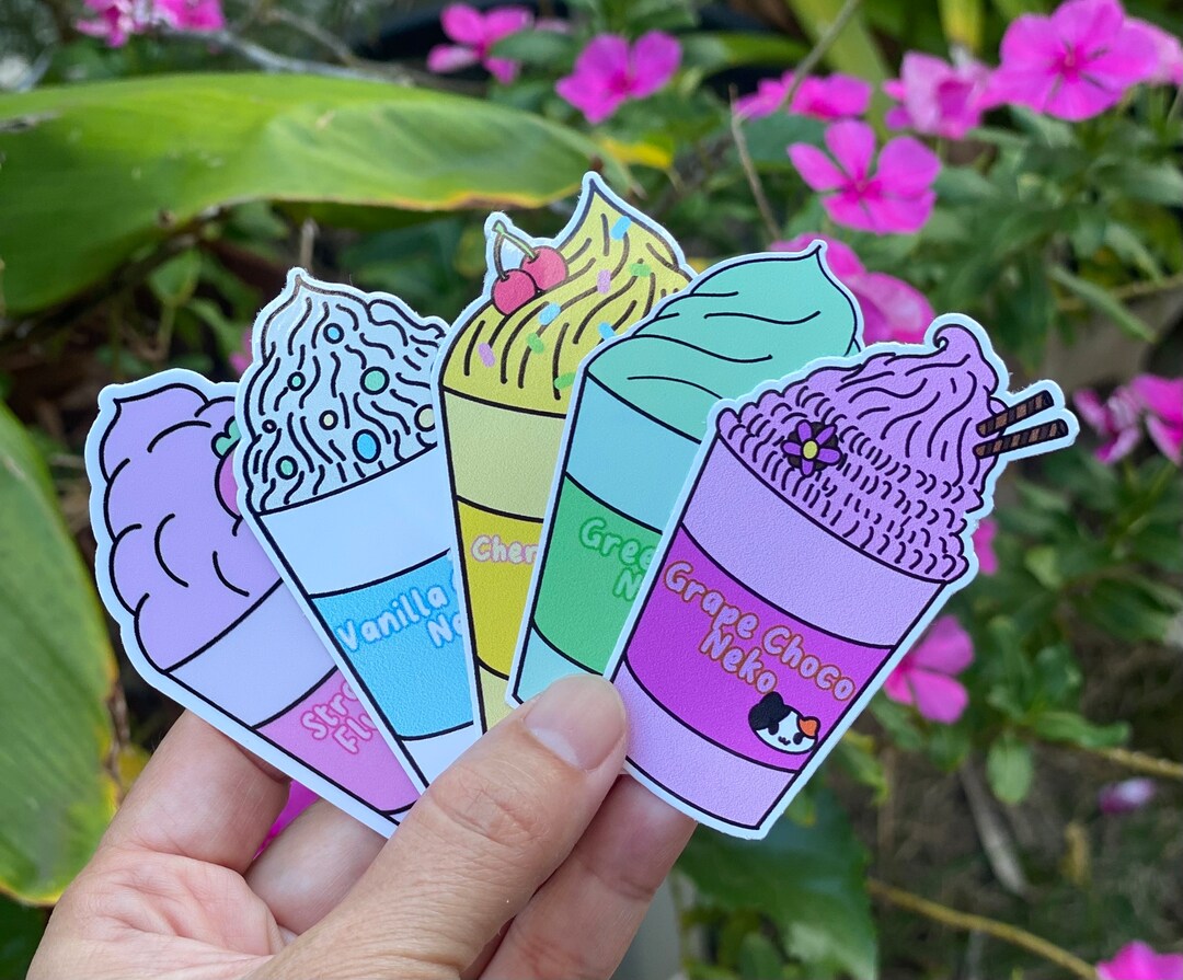 Ice Cream Neko Sticker Set - Set of 5 Diecut Waterproof Vinyl Stickers ...