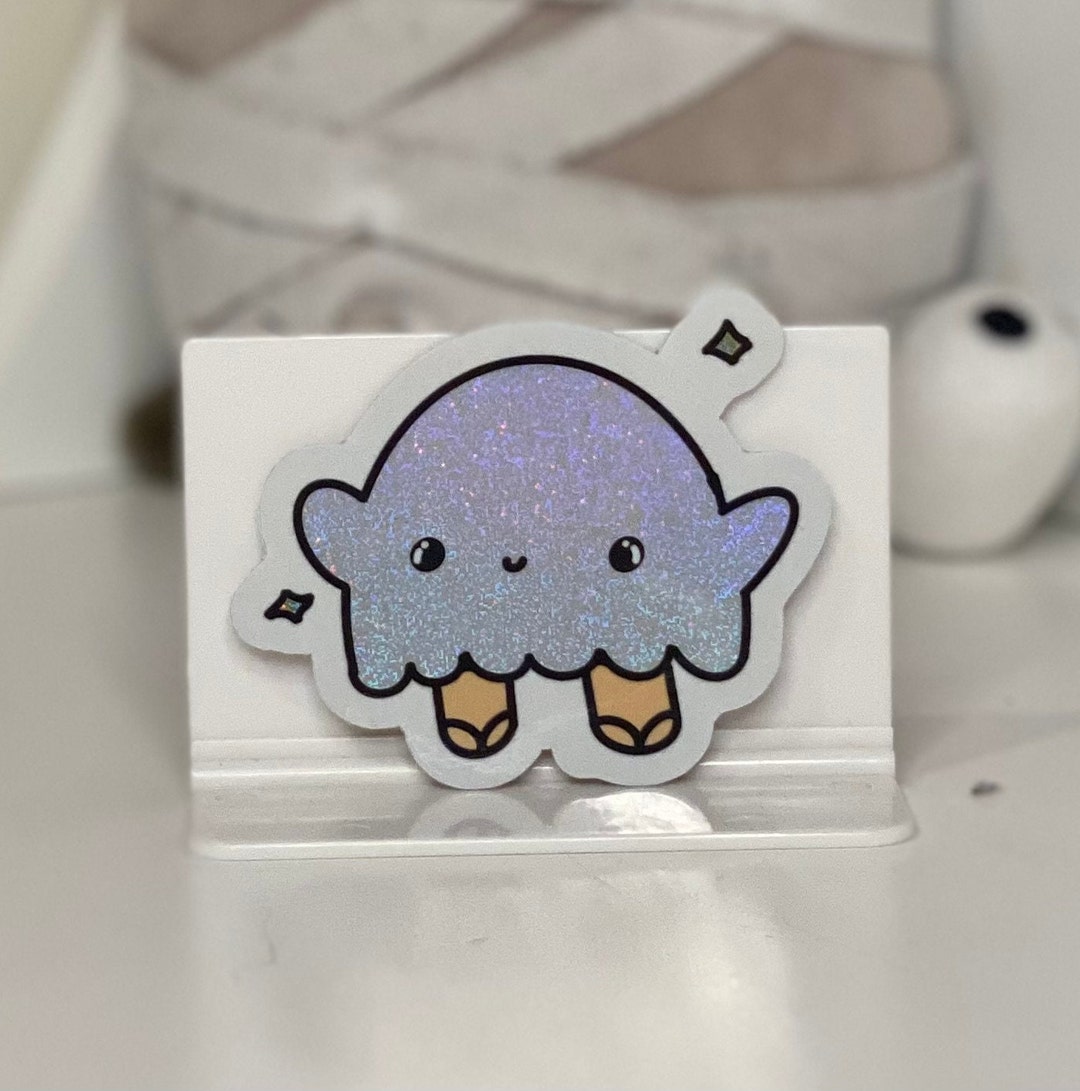 Ghost Wearing Slippers Sticker - Die Cut Waterproof Vinyl Glitter ...