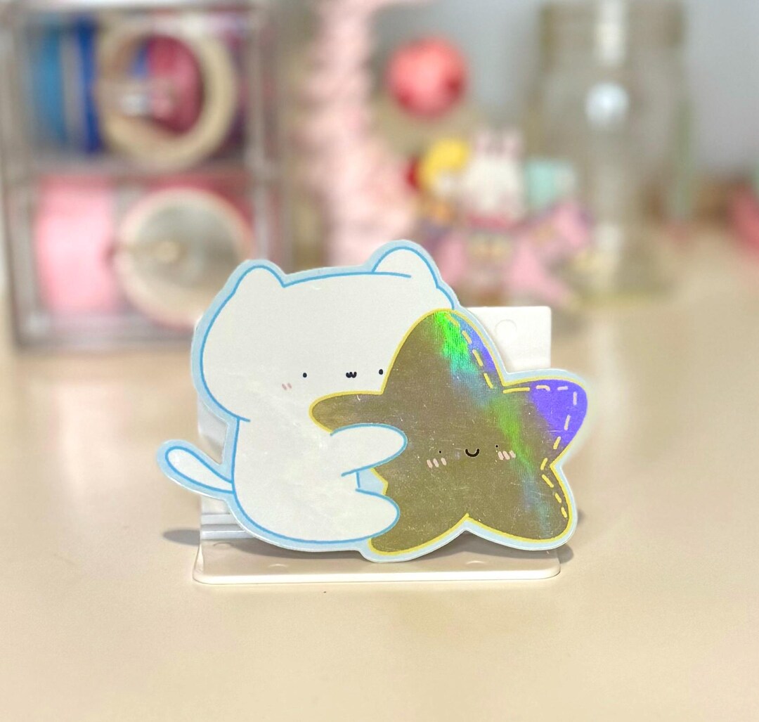 Kawaii Dango Cat Holographic Sticker: Waterproof Vinyl Diecut - Etsy