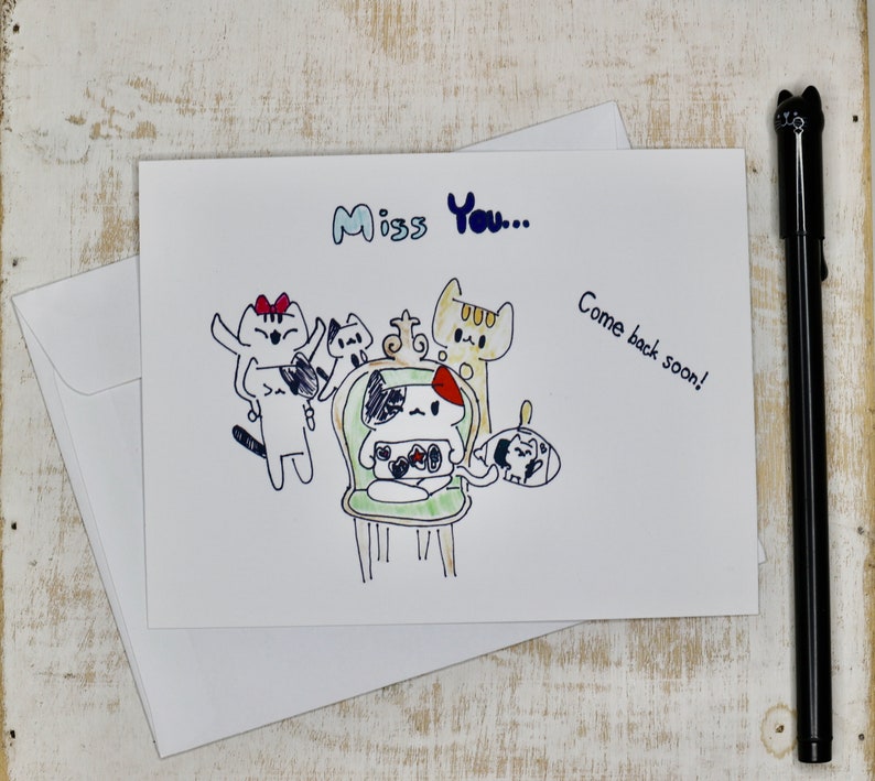 Cat missing You Card Cute Cats, Miss You Card, Come Back Soon, for ...