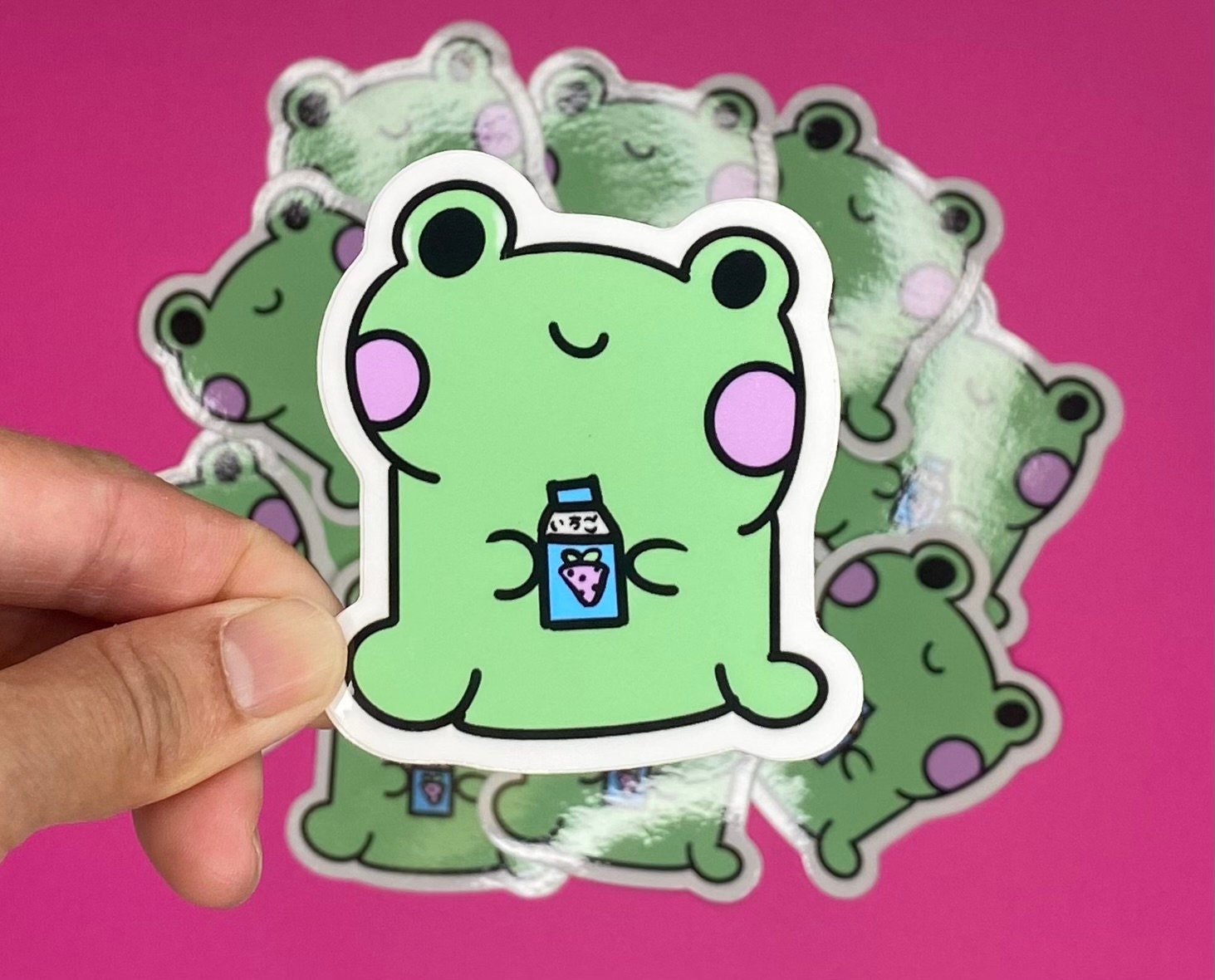 Frog Strawberry Milk Sticker - Die Cut Waterproof Vinyl Sticker - Etsy