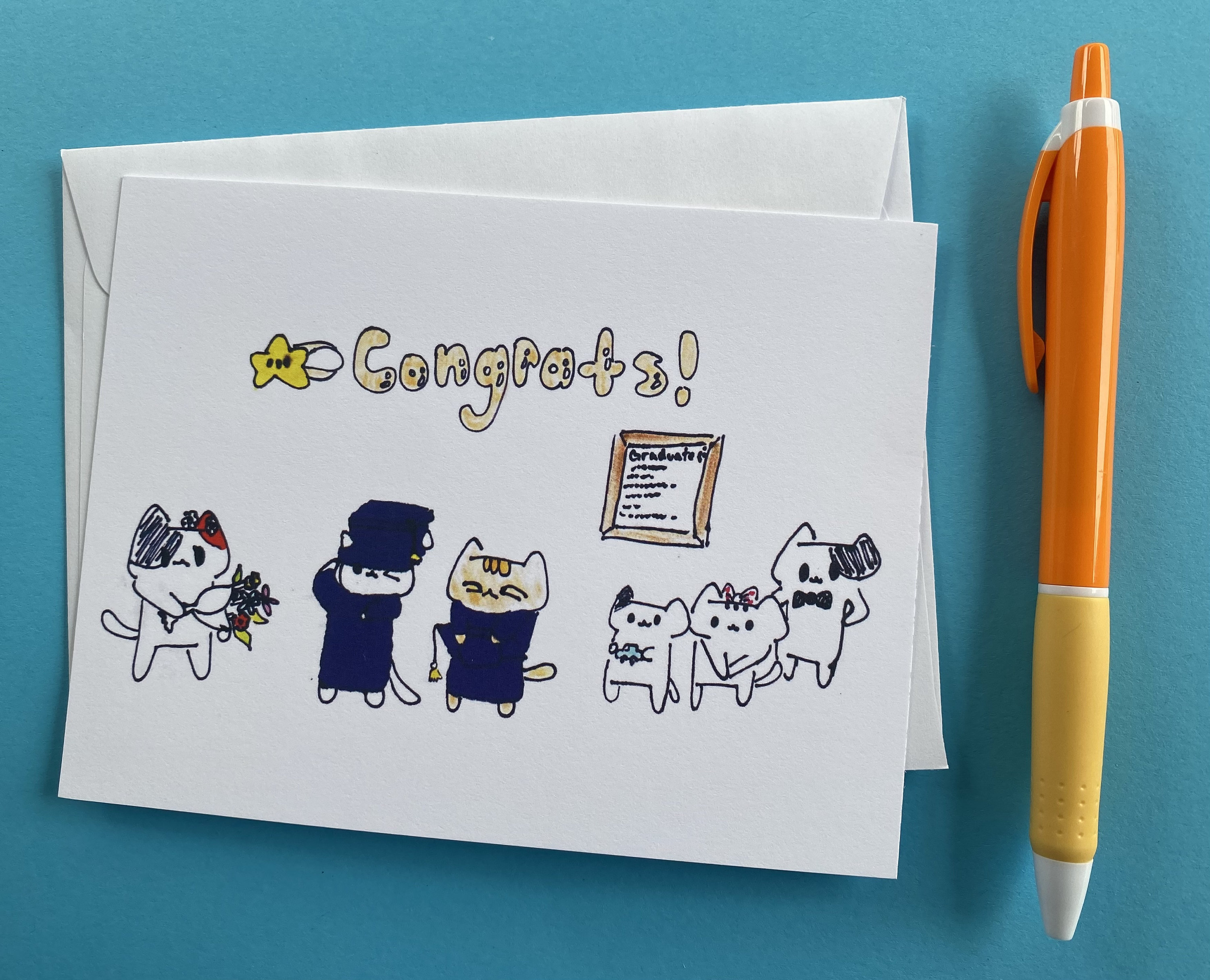 Cat congratulations Card Cute Cat Card, Card for Cat Lovers ...