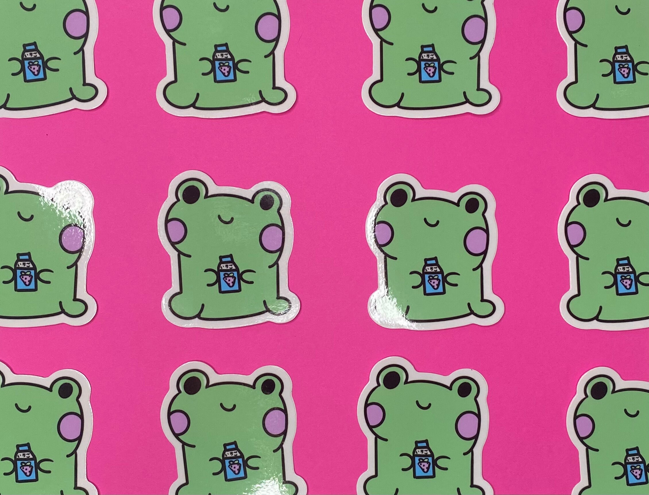 Frog Strawberry Milk Sticker - Die Cut Waterproof Vinyl Sticker - Etsy