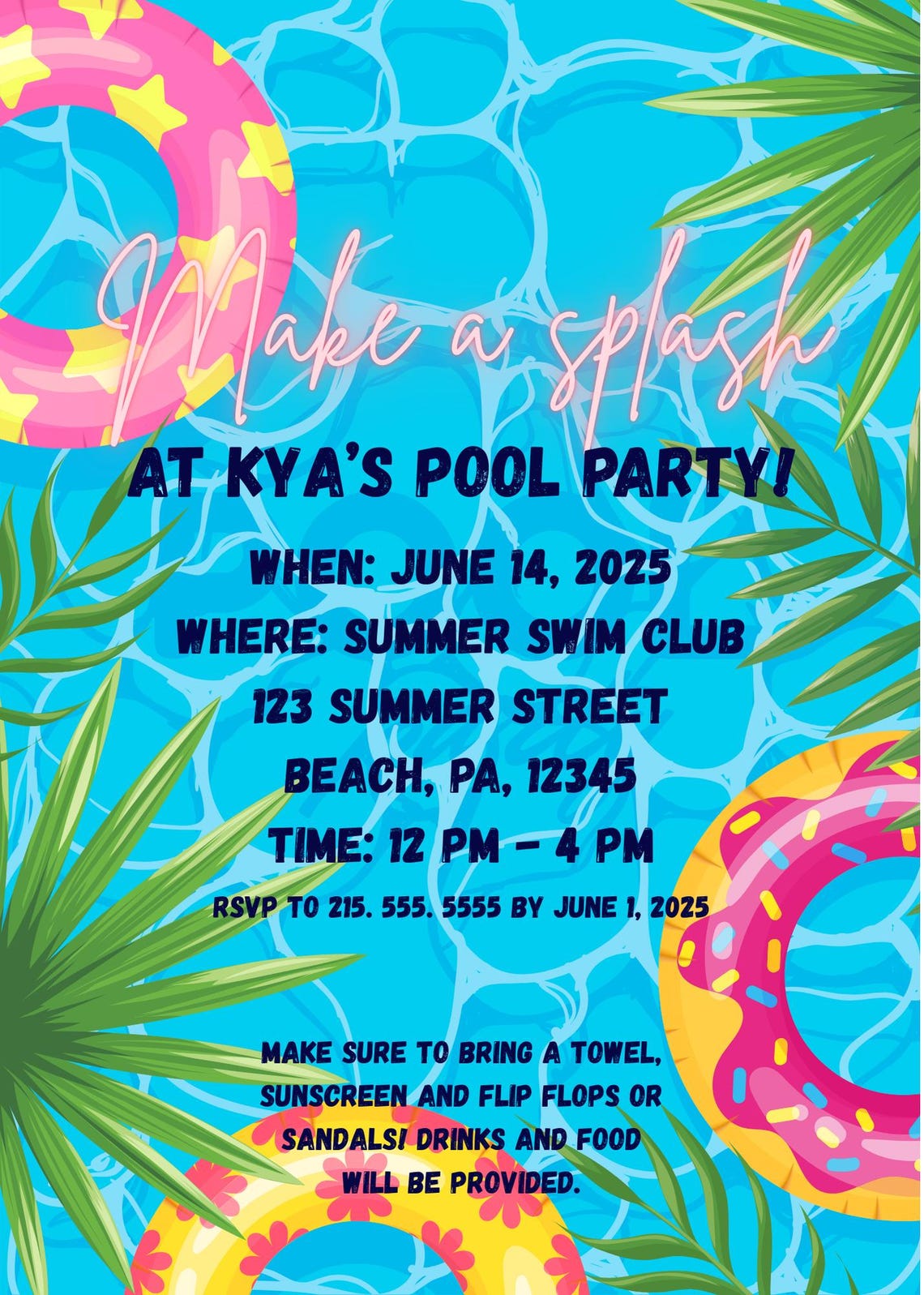Customizable Pool Party Invitation - Etsy