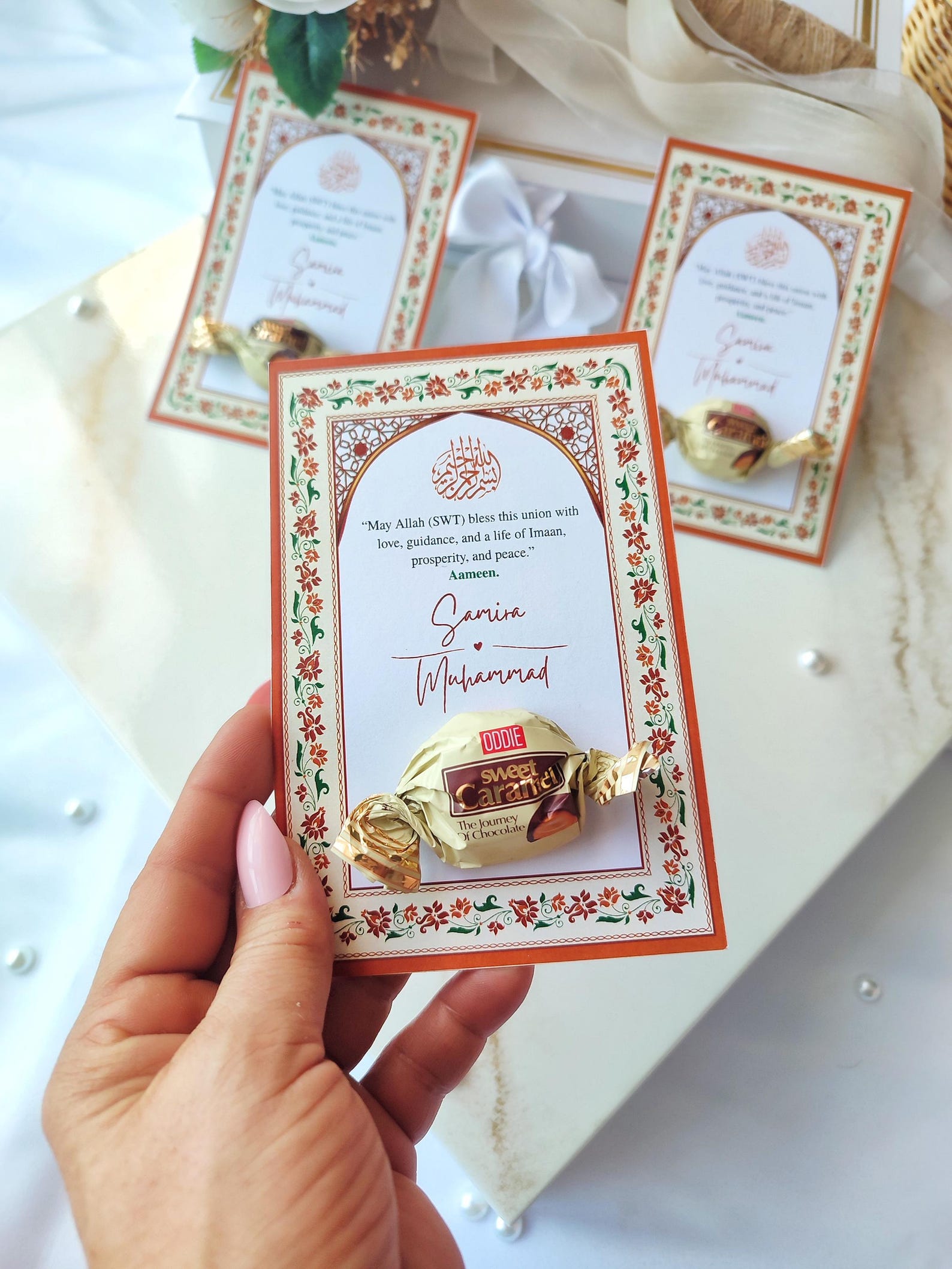 Islamic Nikah Favor – Custom Name Dua Card & Candy – Muslim Wedding ...