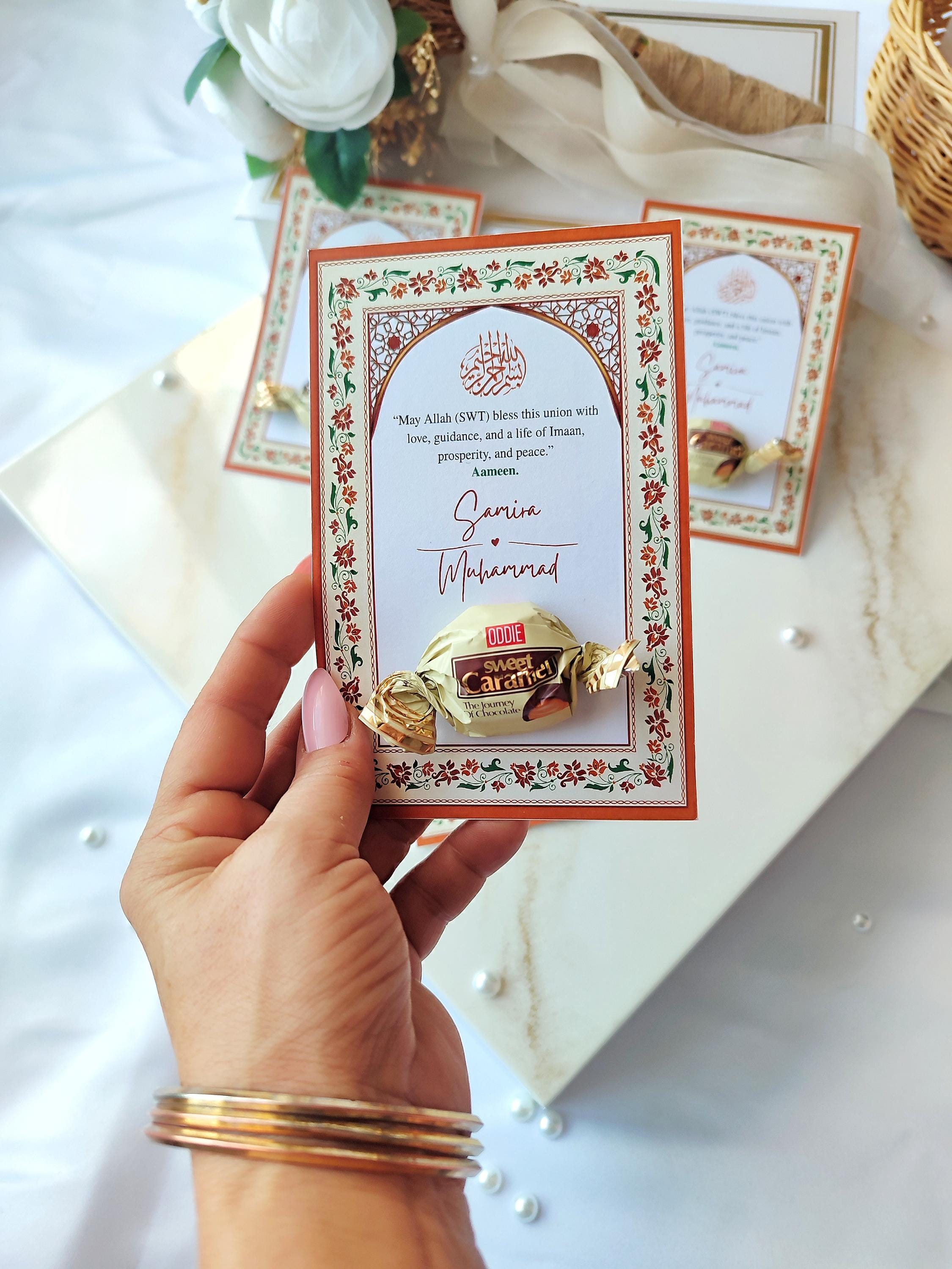 Islamic Nikah Favor – Custom Name Dua Card & Candy – Muslim Wedding ...