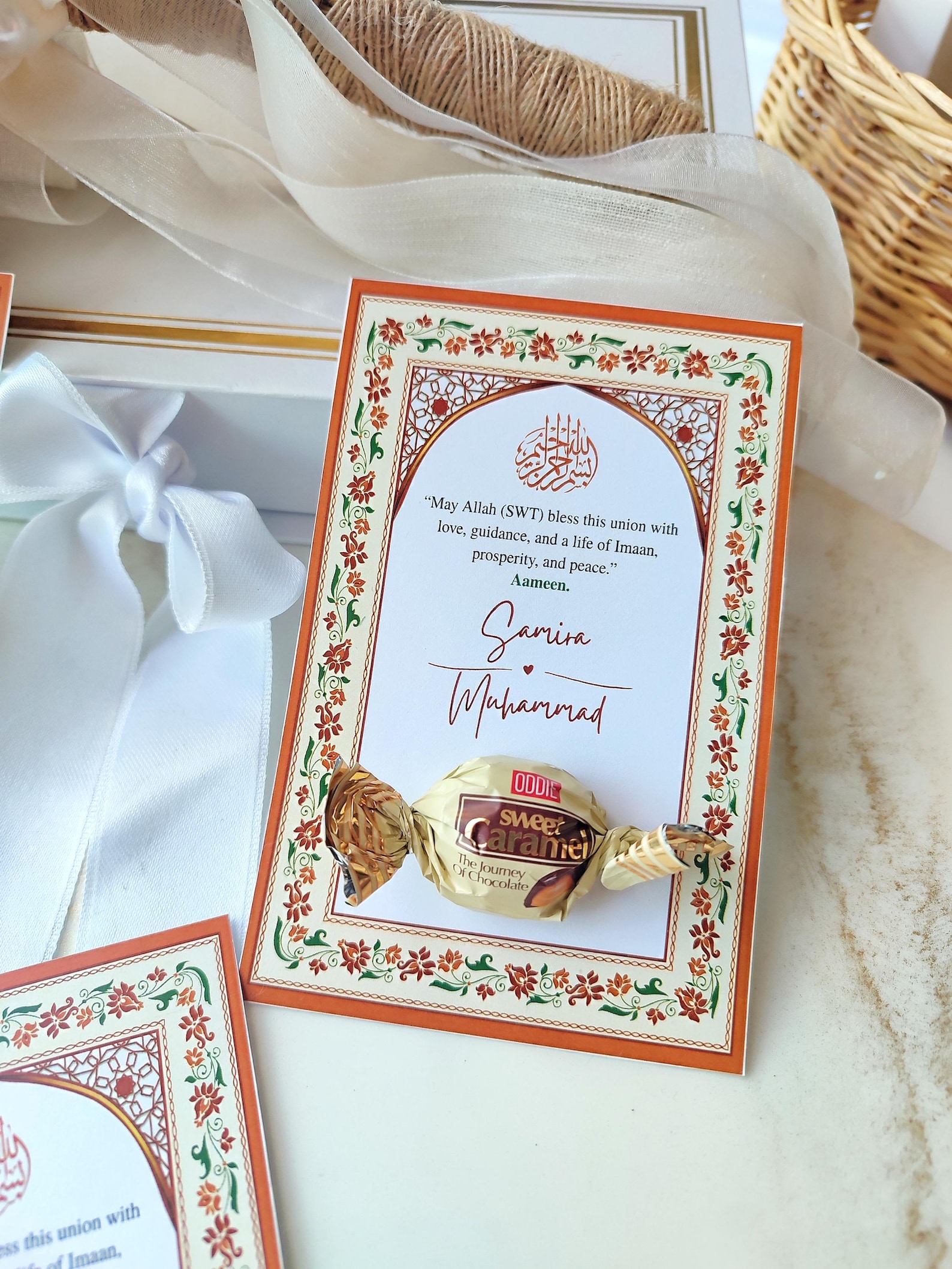 Islamic Nikah Favor – Custom Name Dua Card & Candy – Muslim Wedding ...