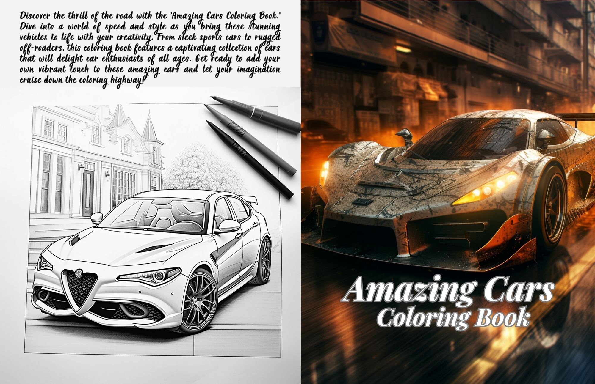 Amazing Cars Coloring Book, Printable Coloring Page, Cars Coloring ...