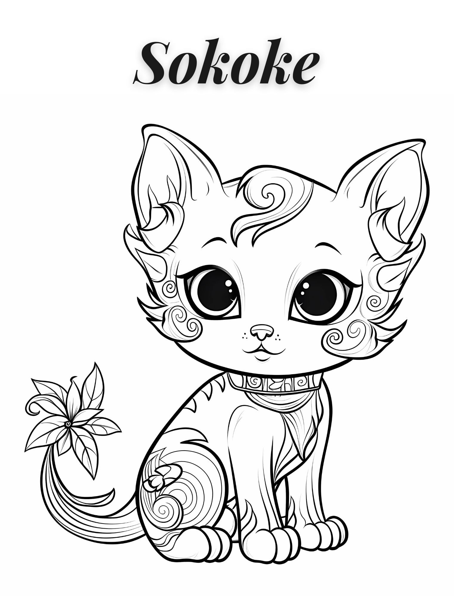 10 Enchanting Cats Coloring Pages, Printable Coloring Page, Printable ...