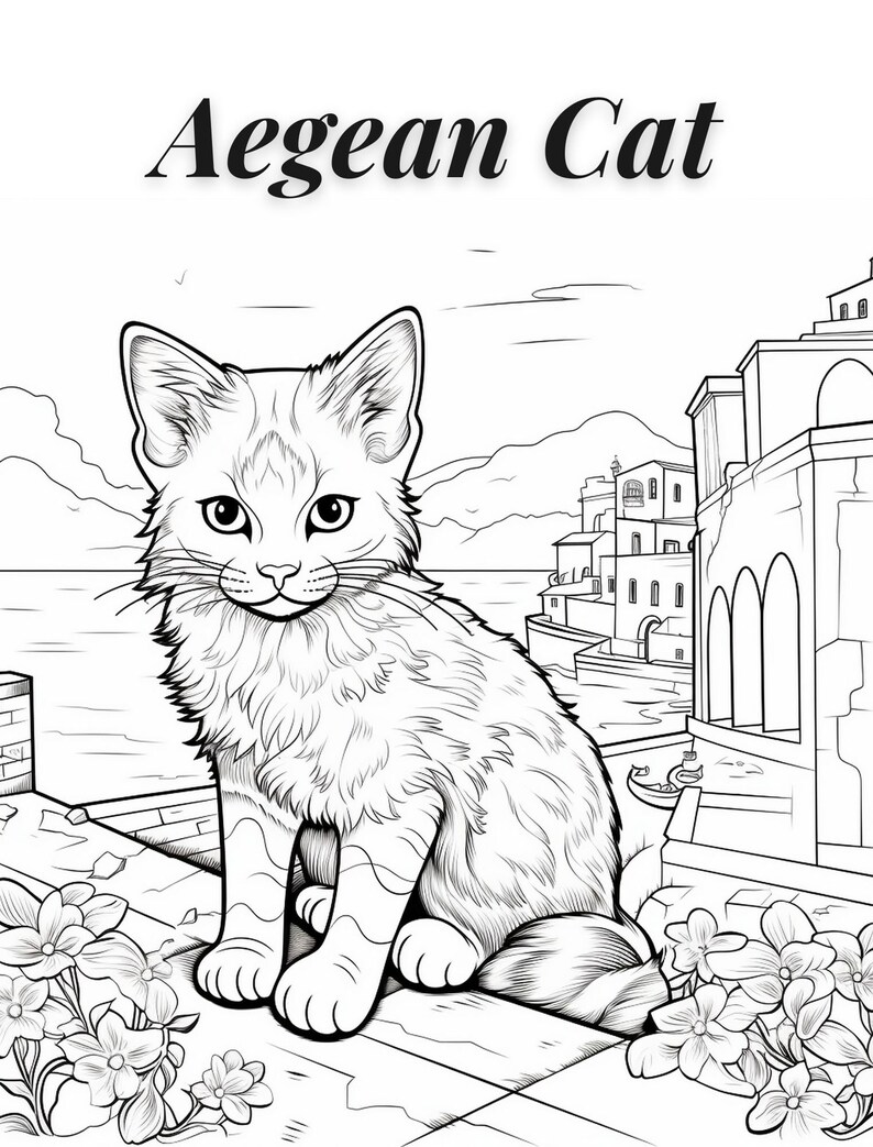 10 Enchanting Cats Coloring Pages, Printable Coloring Page, Printable ...
