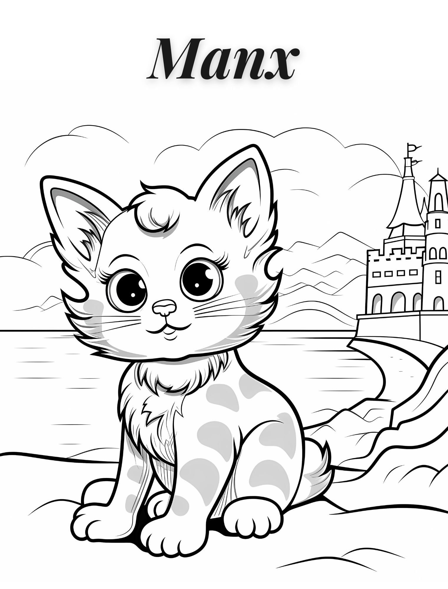 10 Enchanting Cats Coloring Pages, Printable Coloring Page, Printable ...