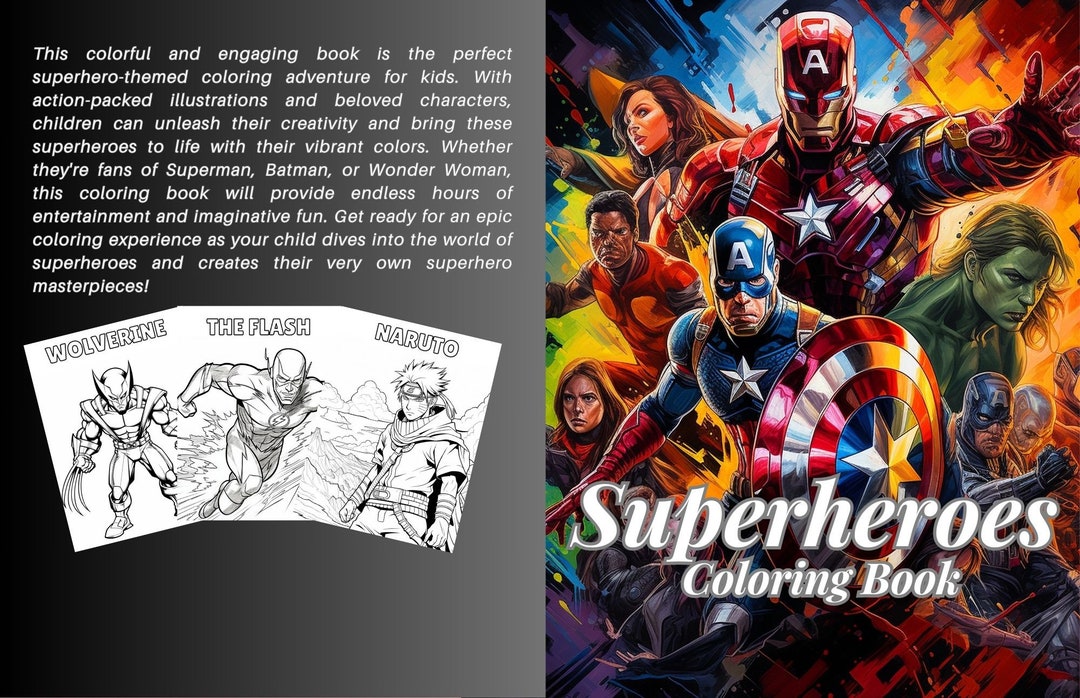 Coloring Superheroes Book, Printable Coloring Book, Printable PDF ...