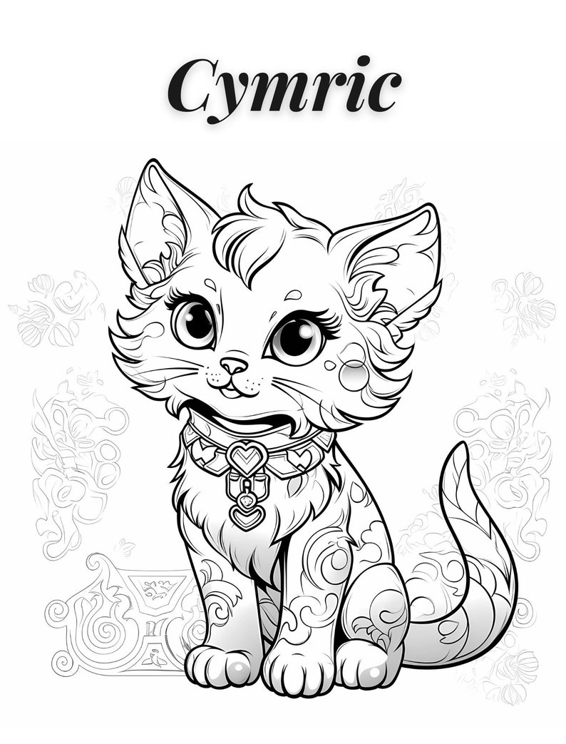 10 Enchanting Cats Coloring Pages, Printable Coloring Page, Printable ...