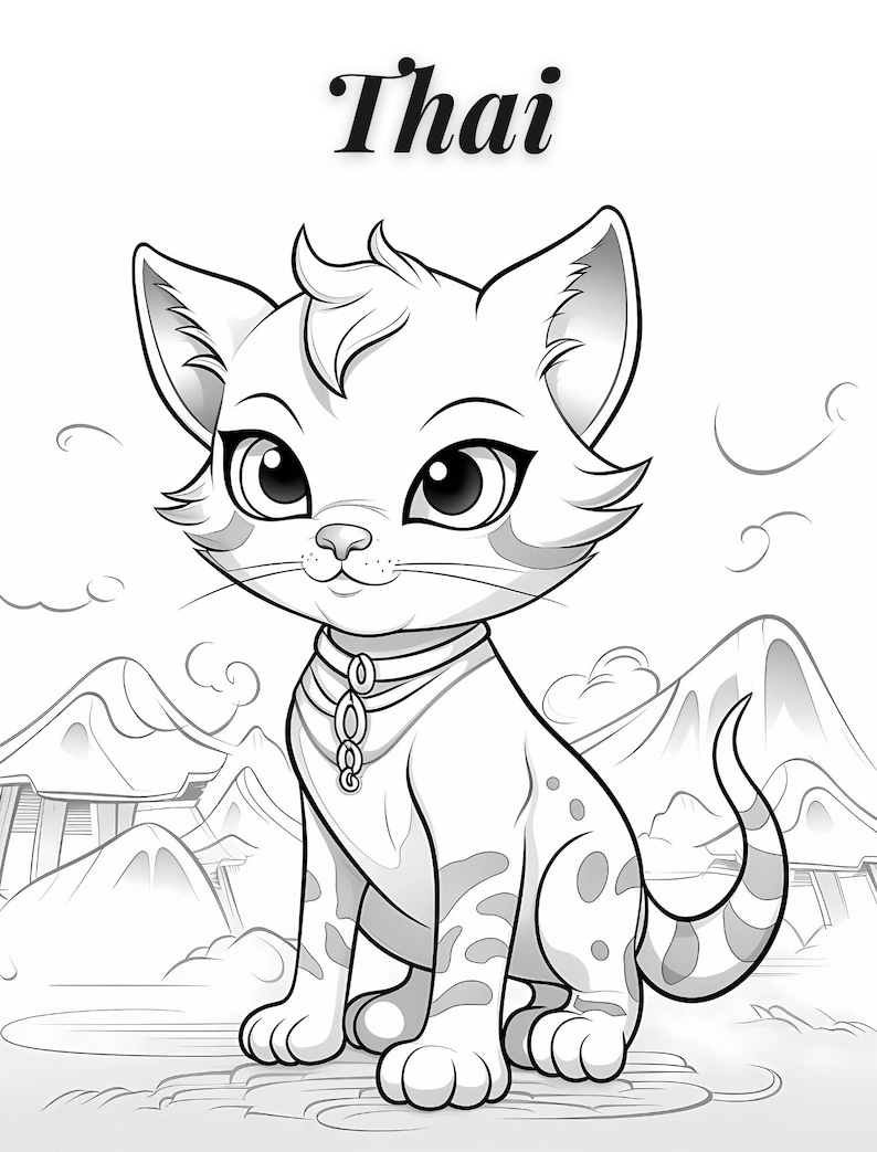 10 Enchanting Cats Coloring Pages, Printable Coloring Page, Printable ...
