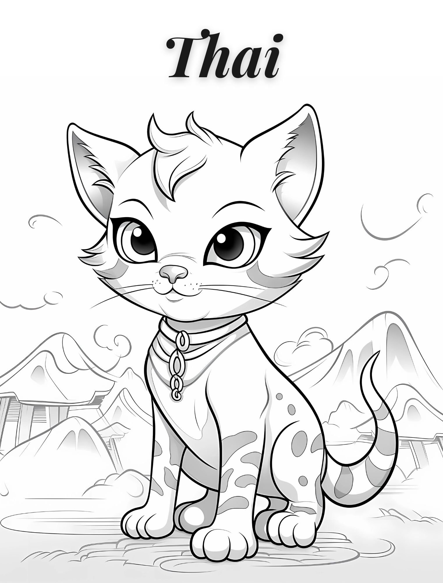 10 Enchanting Cats Coloring Pages, Printable Coloring Page, Printable ...