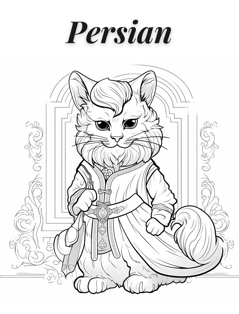 10 Enchanting Cats Coloring Pages, Printable Coloring Page, Printable ...