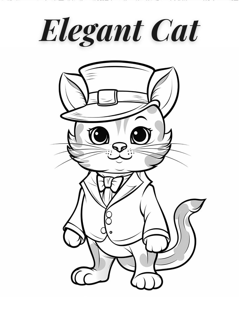 10 Enchanting Cats Coloring Pages, Printable Coloring Page, Printable ...