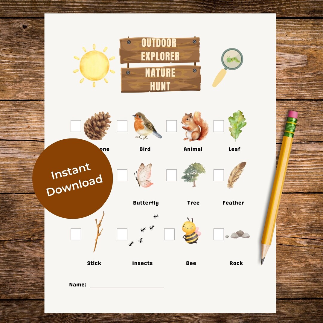 Nature Scavenger Hunt for Kids Instant Download – Outdoor Activity for ...