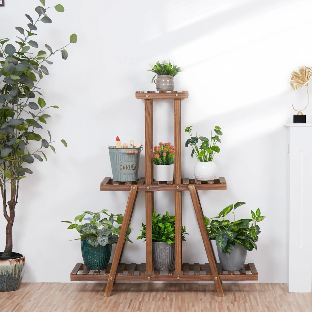 3 Tier Wood Plant Stand Indoor Tall Plant Stand for Living - Etsy