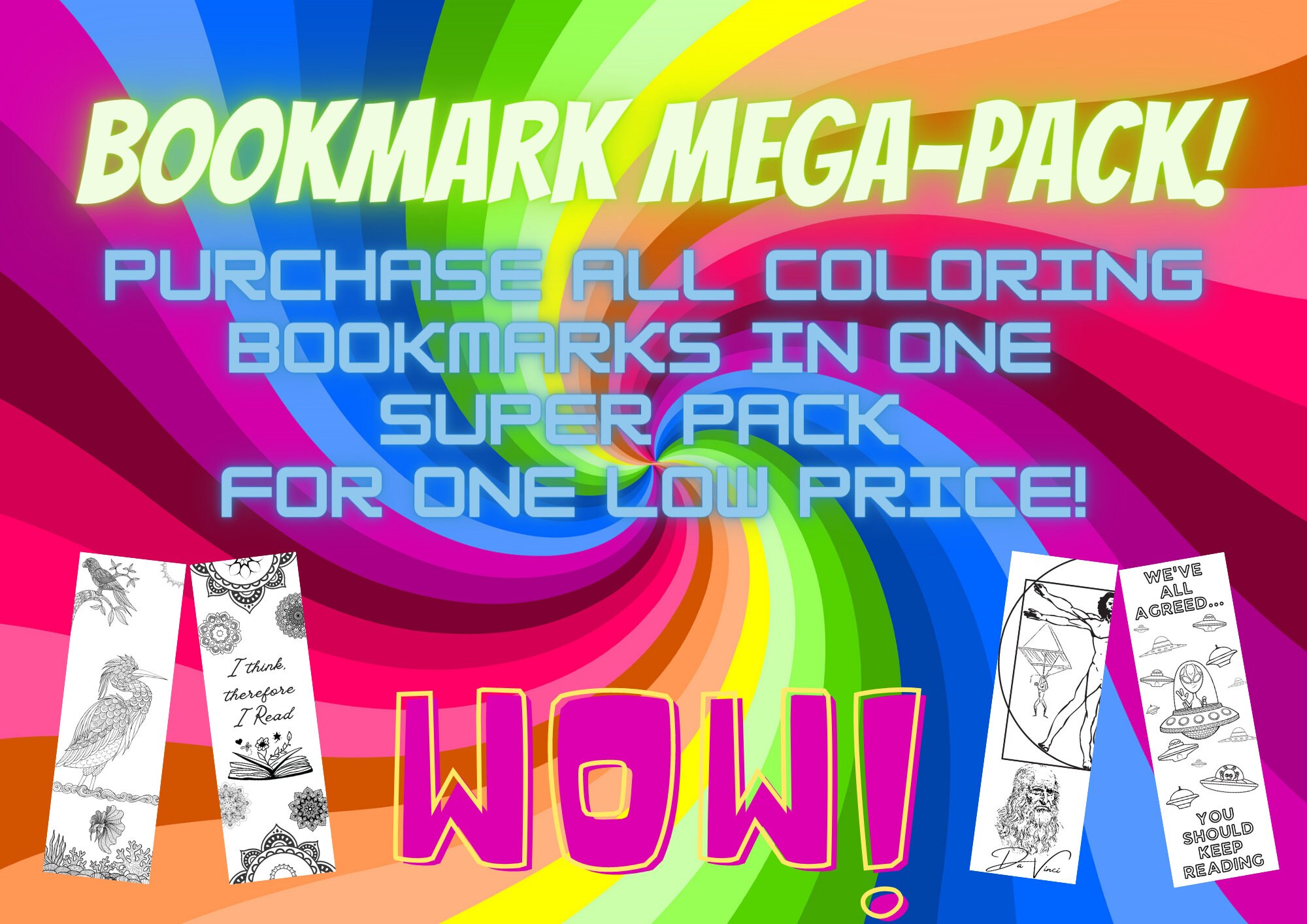 Printable Coloring Bookmarks Mega-pack! Instantly Download Over 60 ...
