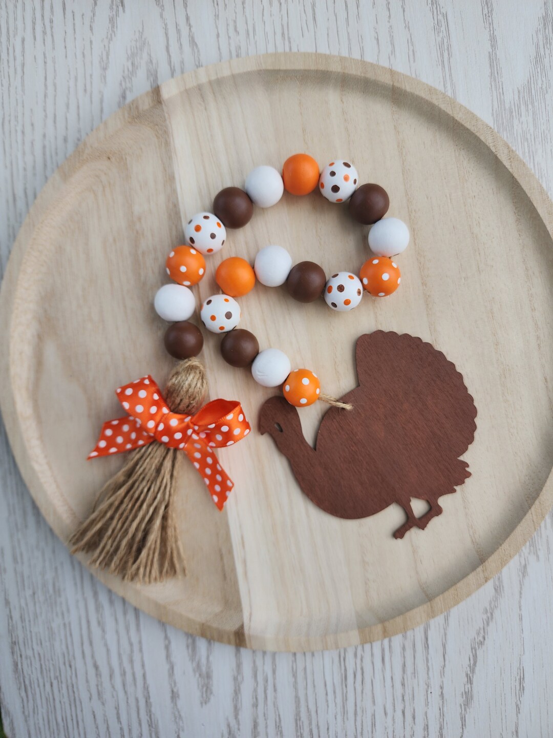 Thanksgiving Turkey Wood Bead Garland Thanksgiving Tiered Tray Decor ...