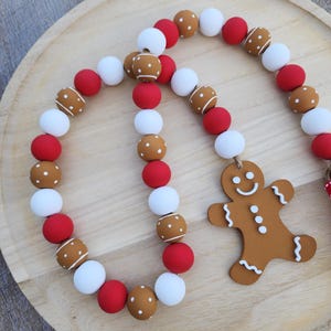 Gingerbread Decor | Wood Bead Garland | Christmas Tray Decor - Etsy