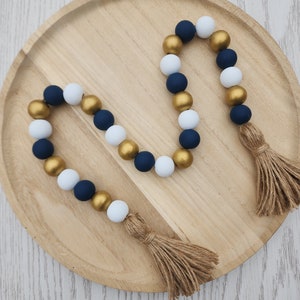 Christmas Navy and Gold Bead Garland Christmas Tiered Tray Decor Bead ...