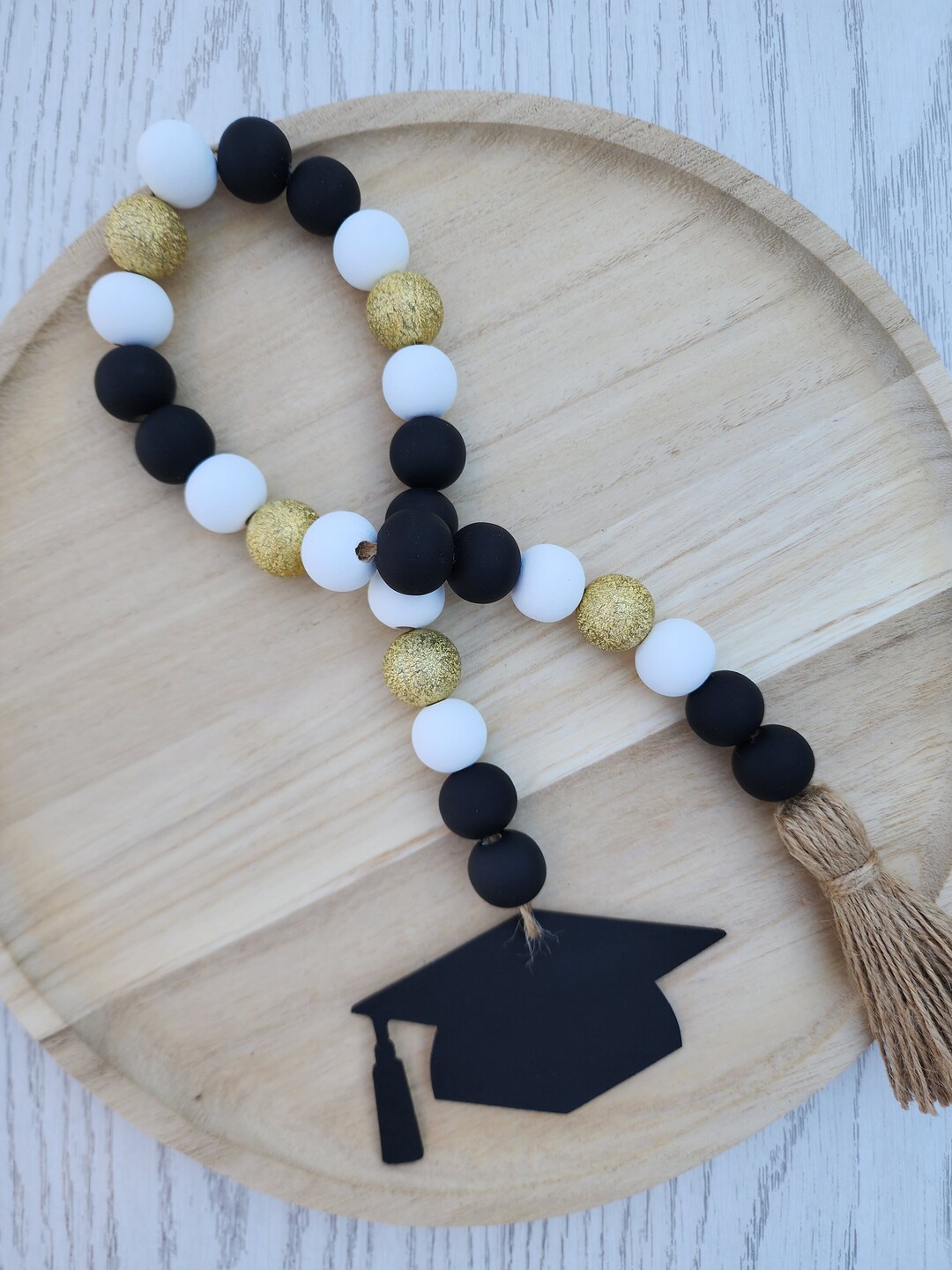 Graduation Party Decoration Tiered Tray Decor Wood Bead Garland ...