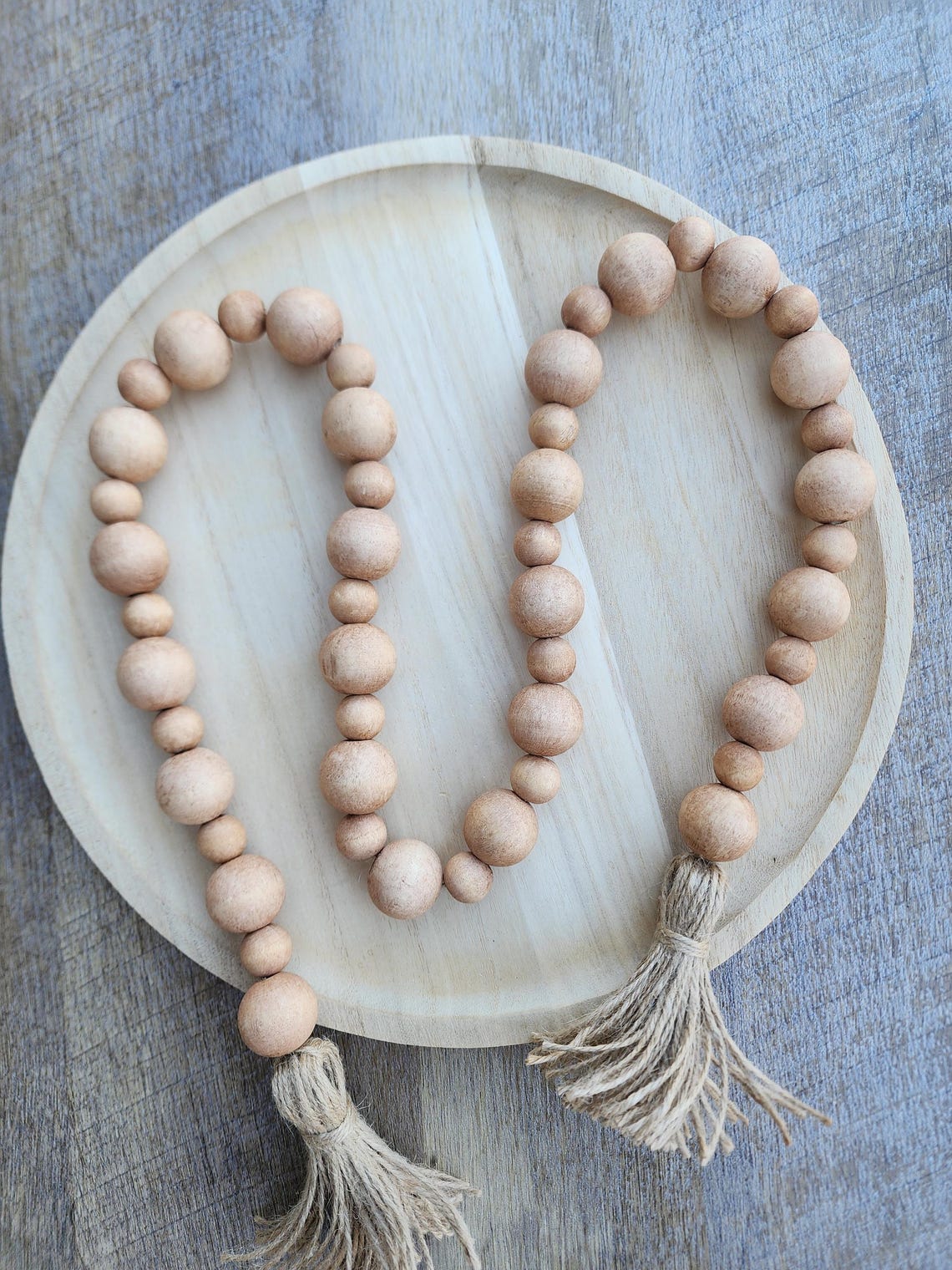 Farmhouse Wood Bead Garland - Stained Decor - Etsy