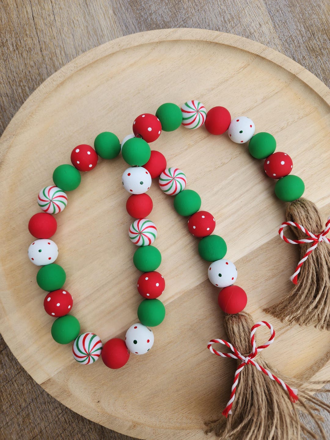 Christmas Wood Bead Garland - North Pole - Elf Workshop - Santa Claus ...