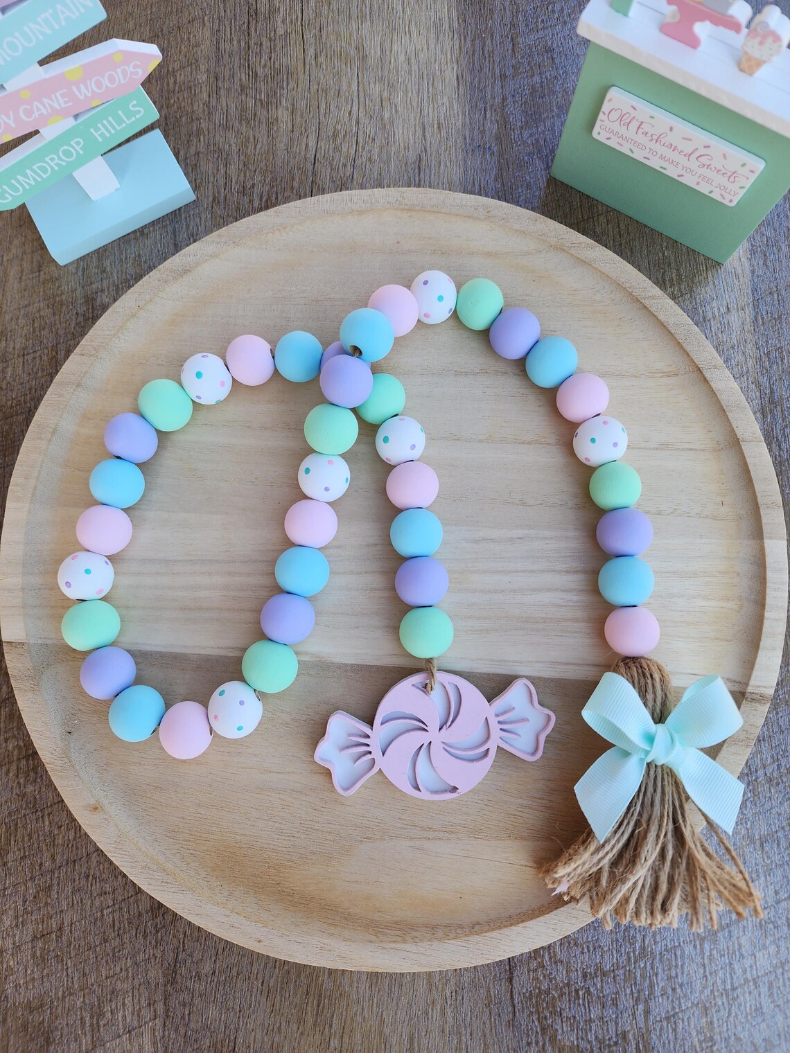 Sweet Shoppe Candy Garland - Christmas Tiered Tray Decor - Pastel ...