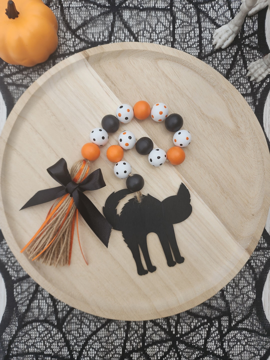 Halloween Scared Cat Wood Bead Garland Halloween Decor - Etsy