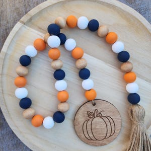 Fall Wood Bead Garland - Farmhouse Fall Decor - Etsy