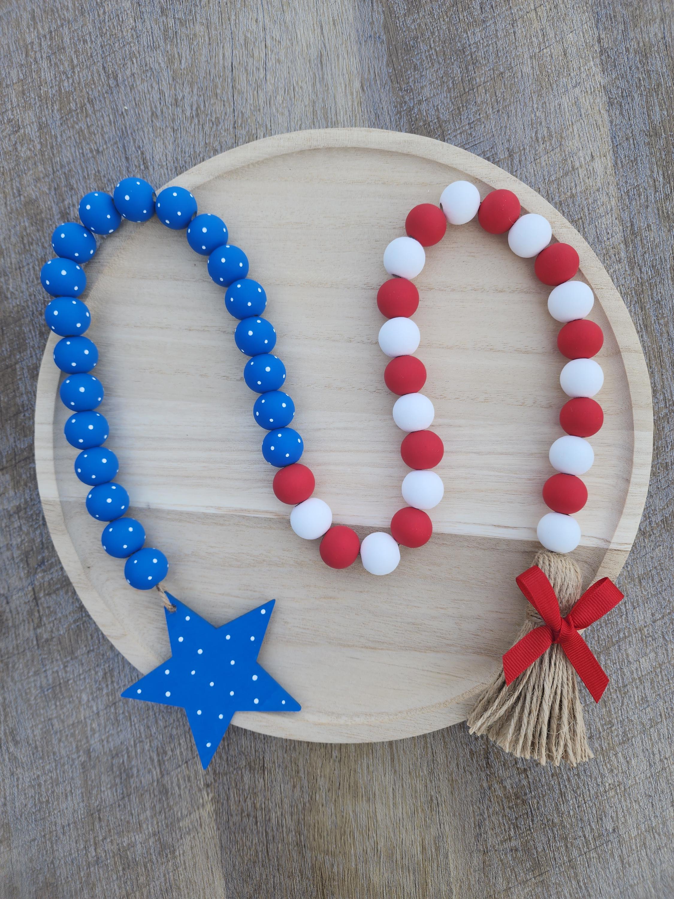 4th of July Garland - Red, White, and Blue Tiered Tray Decor ...