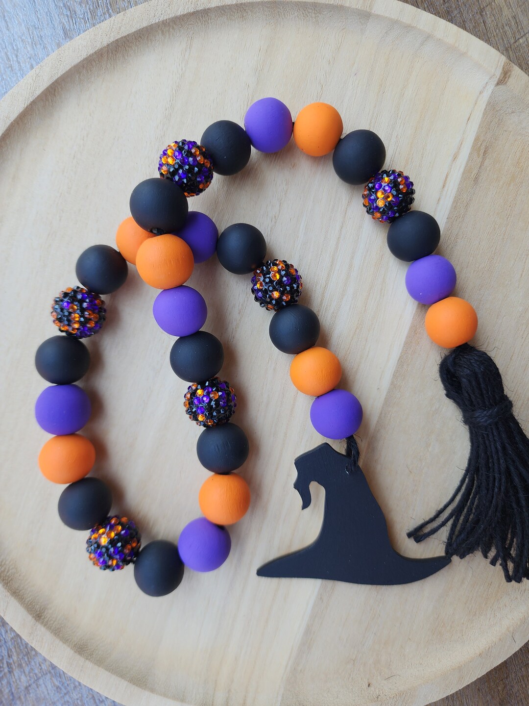 Halloween Witch Beaded Garland - Farmhouse Halloween Decor - Halloween ...