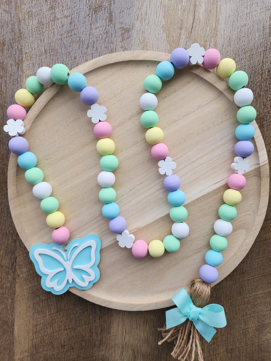 Spring Butterfly Bead Garland - Spring Decor - Pastel Rainbow - Girl ...