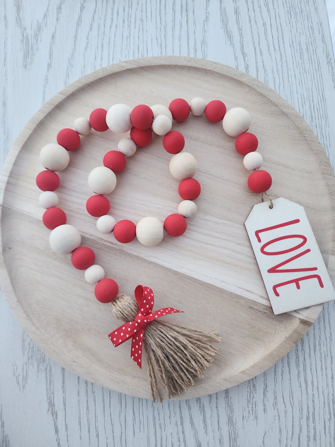 Valentine's Day Bead Garland Red Valentine's Day Decor Valentine's Day ...