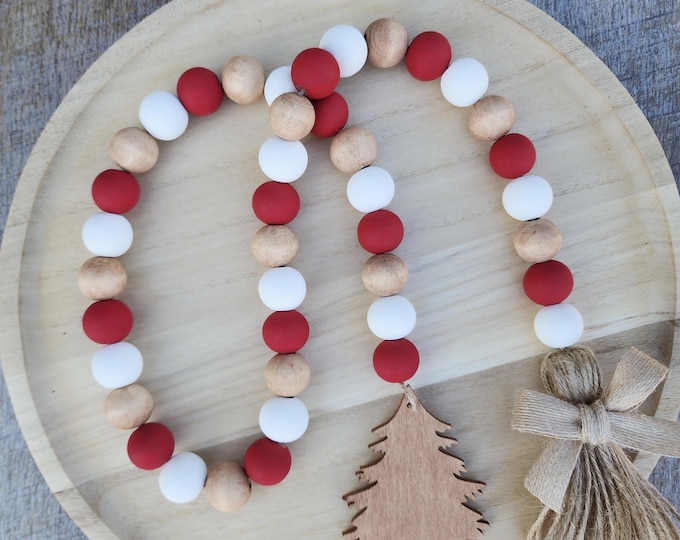 6 Ft Vintage Farmhouse Metallic Beaded Garland - Rustic Christmas Tree ...