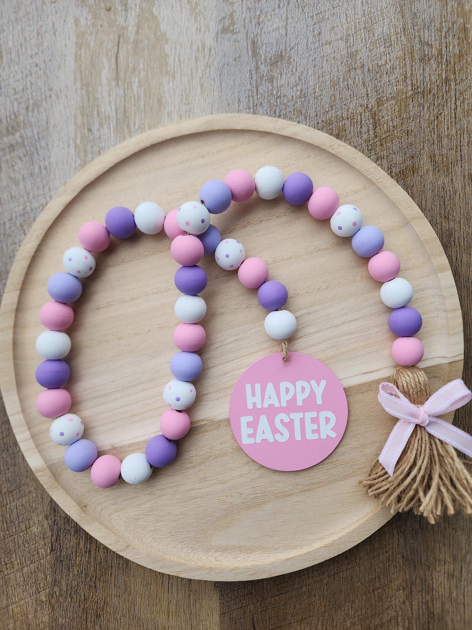 Easter Wood Bead Garland - Happy Easter - Spring Tray Decor - Etsy