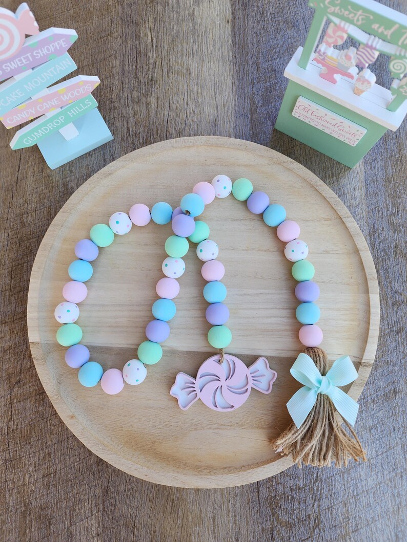 Sweet Shoppe Candy Garland - Christmas Tiered Tray Decor - Pastel ...