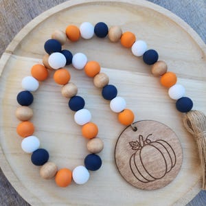 Fall Wood Bead Garland - Farmhouse Fall Decor - Etsy