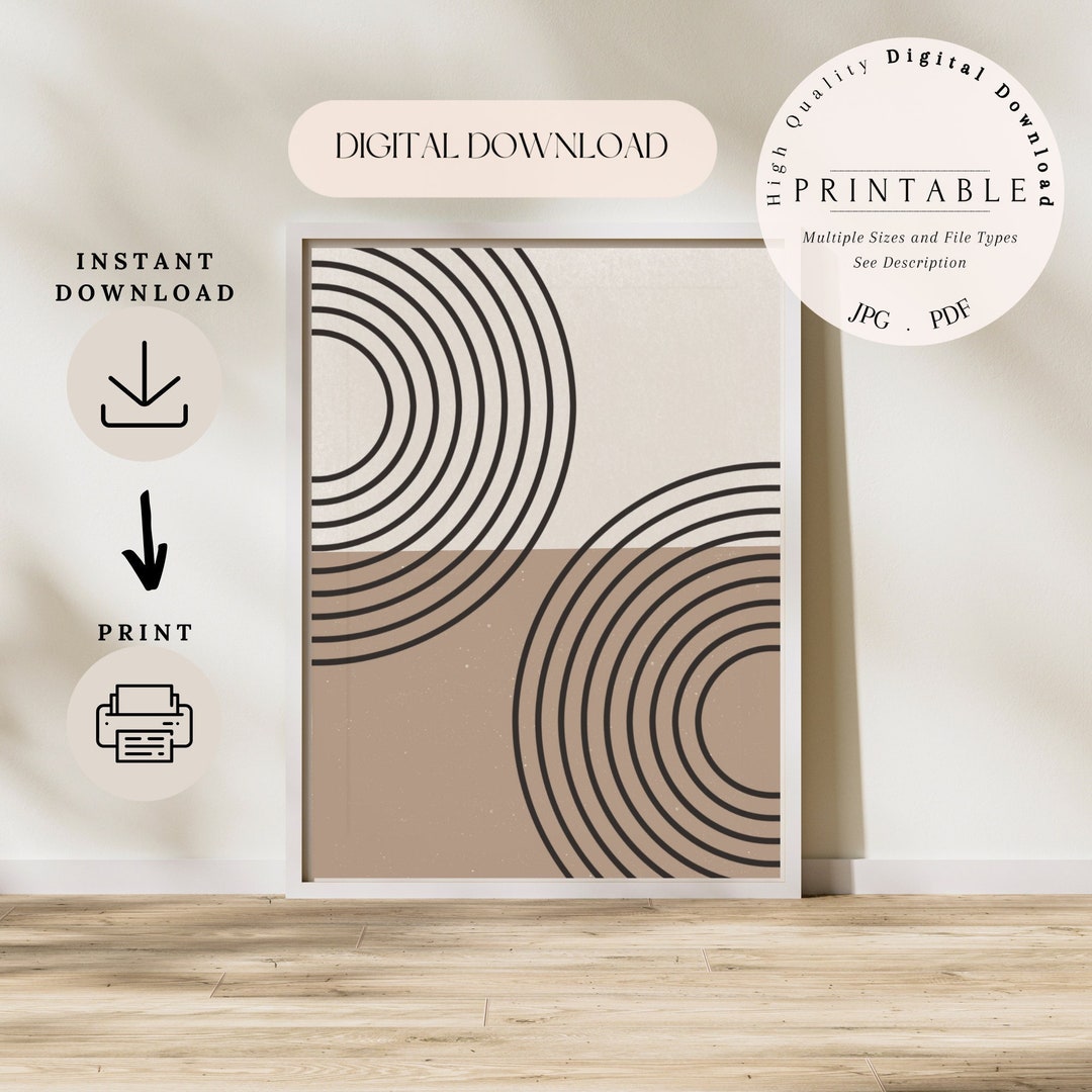 Mid Century Art Print, Digital Download, Printables, Neutral Modern ...