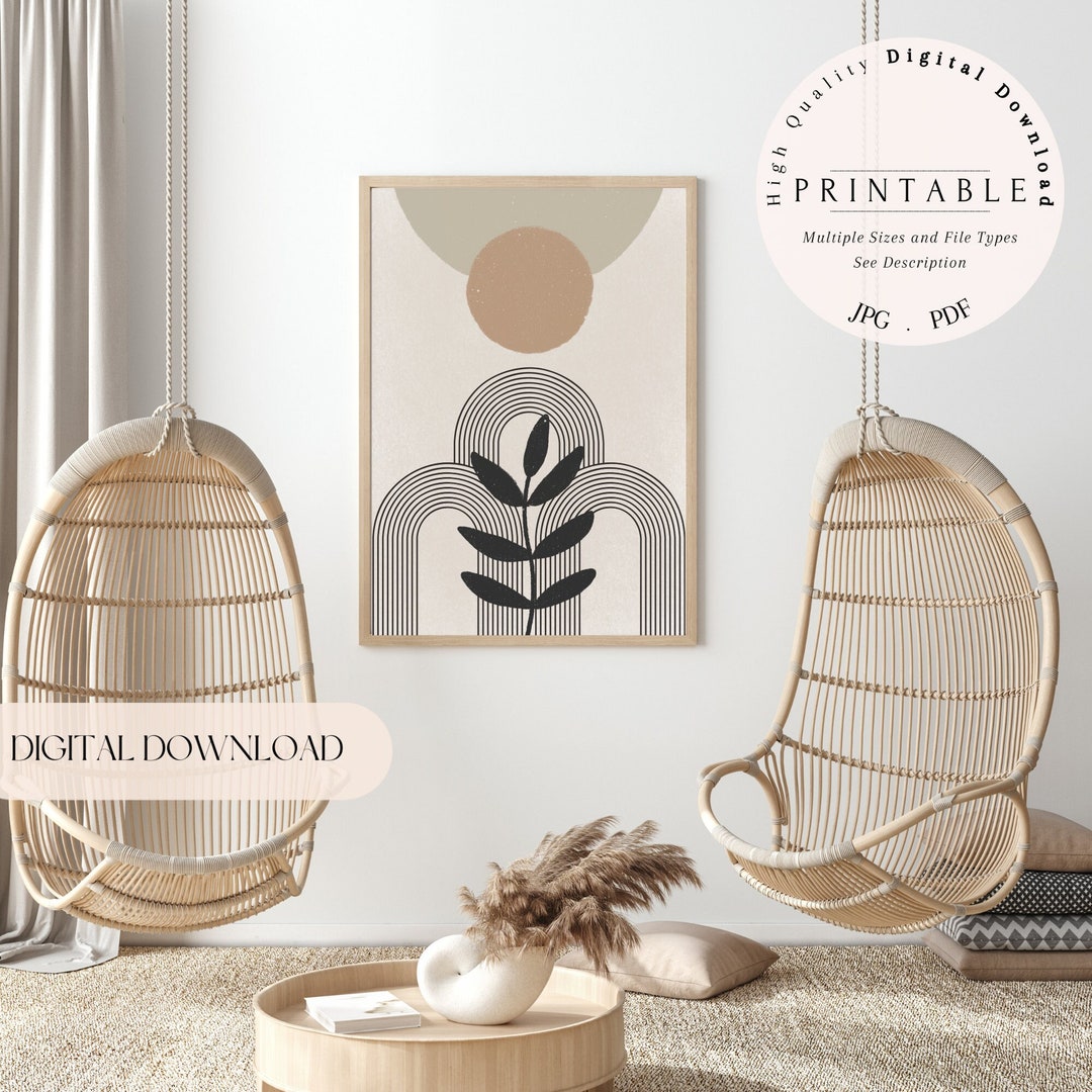 Mid Century Art Print, Digital Download, Printables, Neutral Modern ...