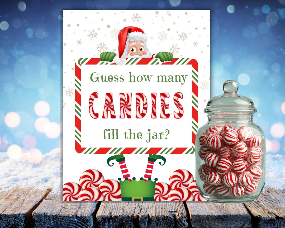 Christmas Peppermint Candy Guessing Game Printable, Cute Holiday Party ...